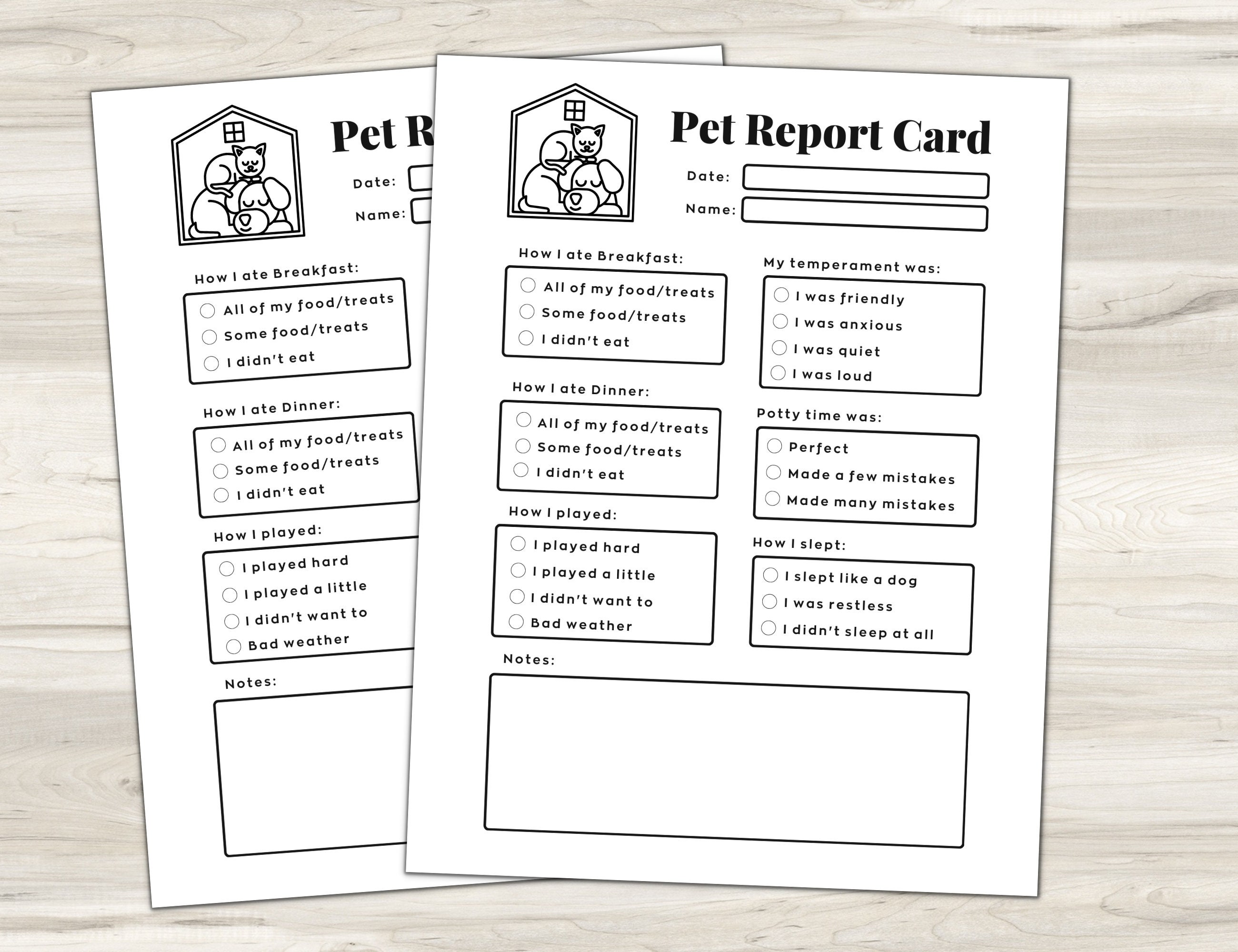 Pet Report Card, Dog Report Card, Cat Report Card, Dog Boarding Report ...