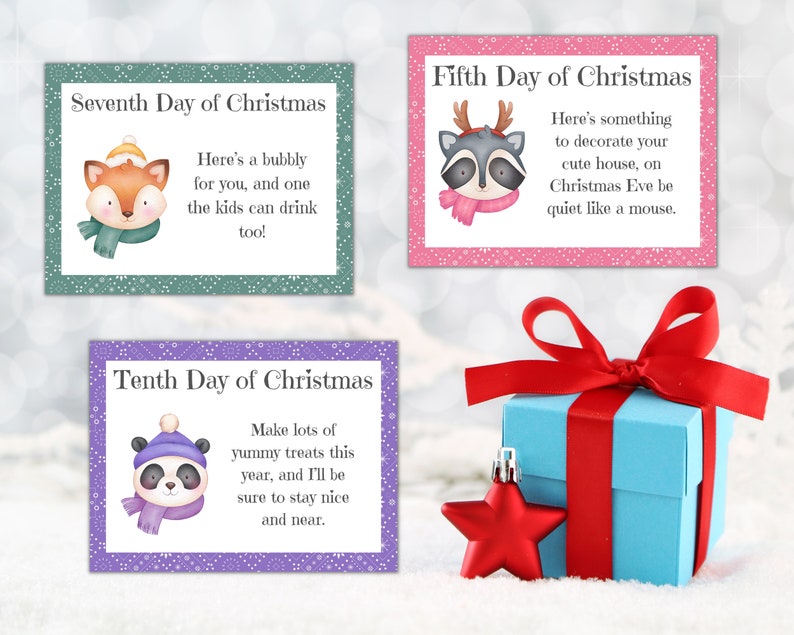 12 Days of Christmas Gift Tags, Secret Santa Printable, Christmas ...