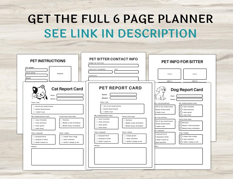 Pet Report Card, Cat Report Card, Dog Report Card, Pet Planner, Pet ...