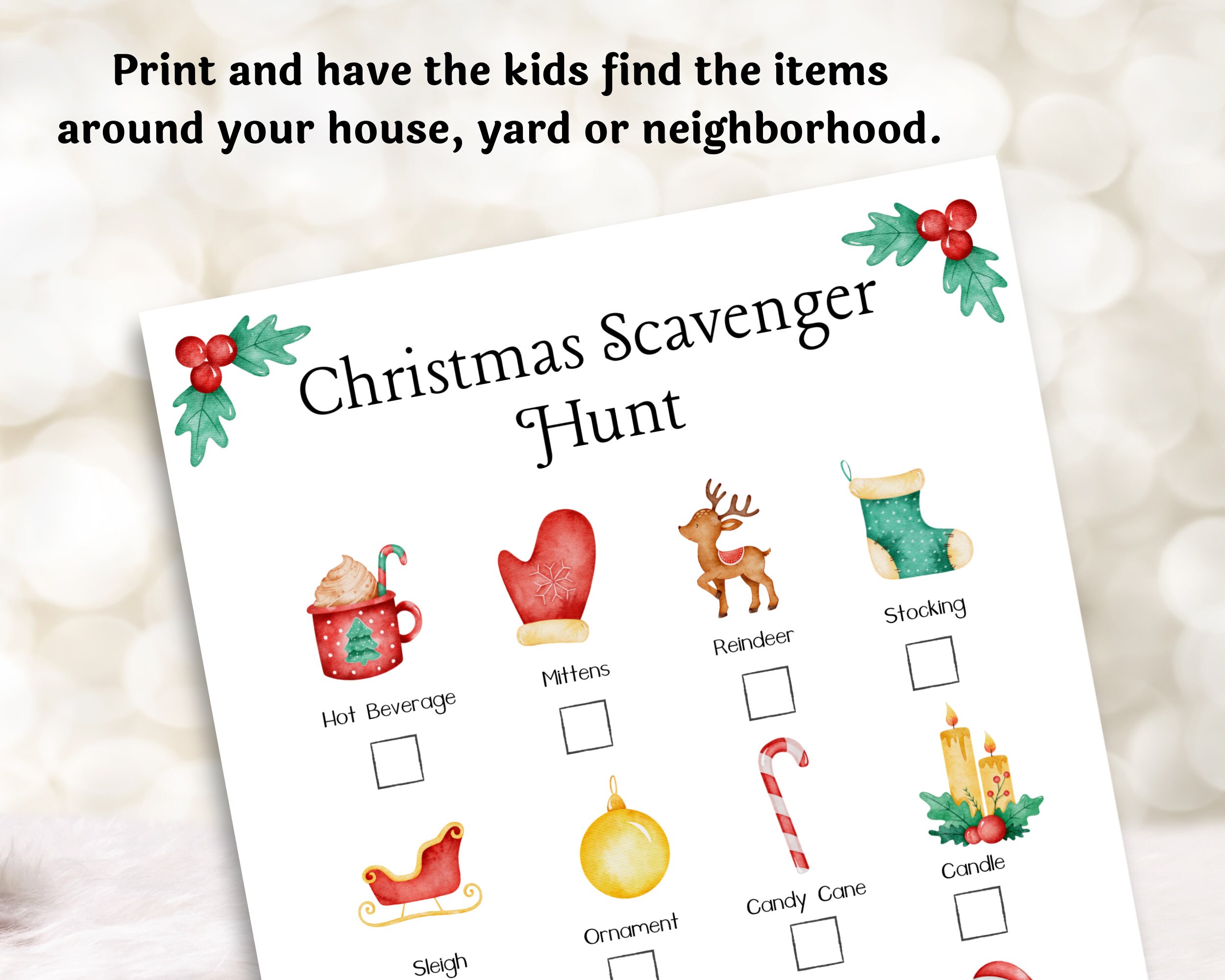 Christmas Scavenger Hunt Printable, Christmas Games for Kids, Holiday ...