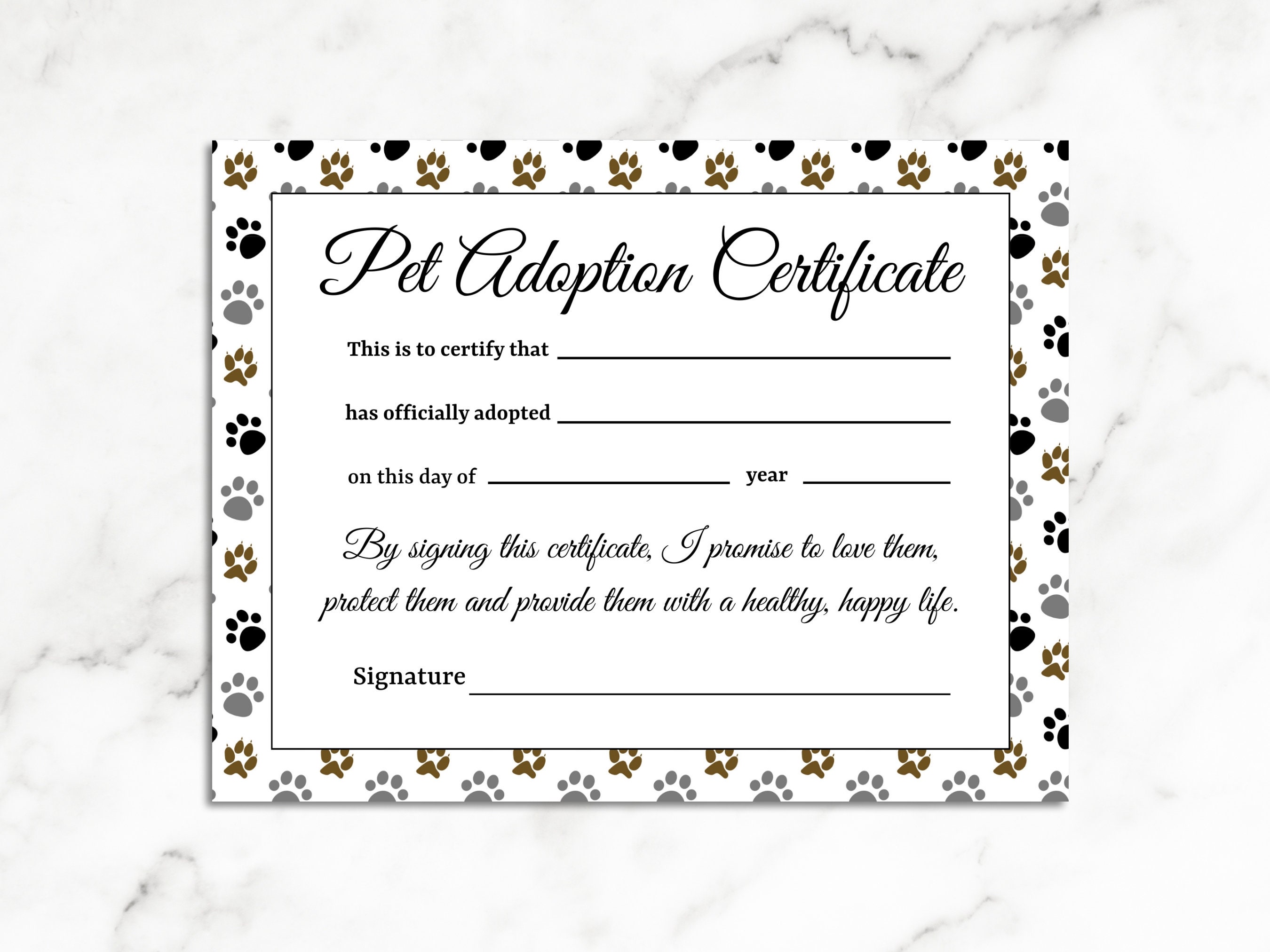 Pet Adoption Certificate Template, Dog Adoption Certificate, Pet ...