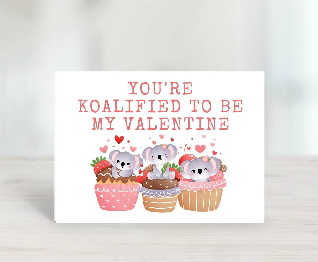 Koala Valentine Greeting Card Printable, Valentine's Day Digital ...