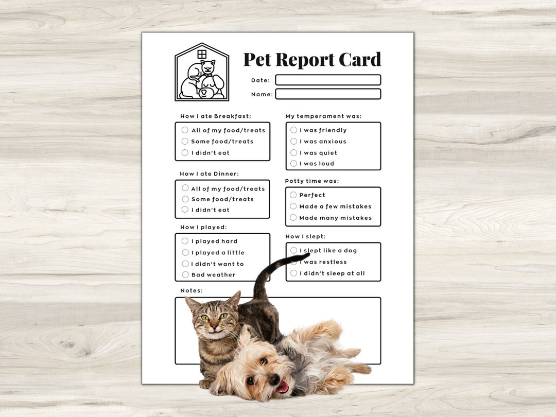 Pet Report Card, Dog Report Card, Cat Report Card, Dog Boarding Report ...