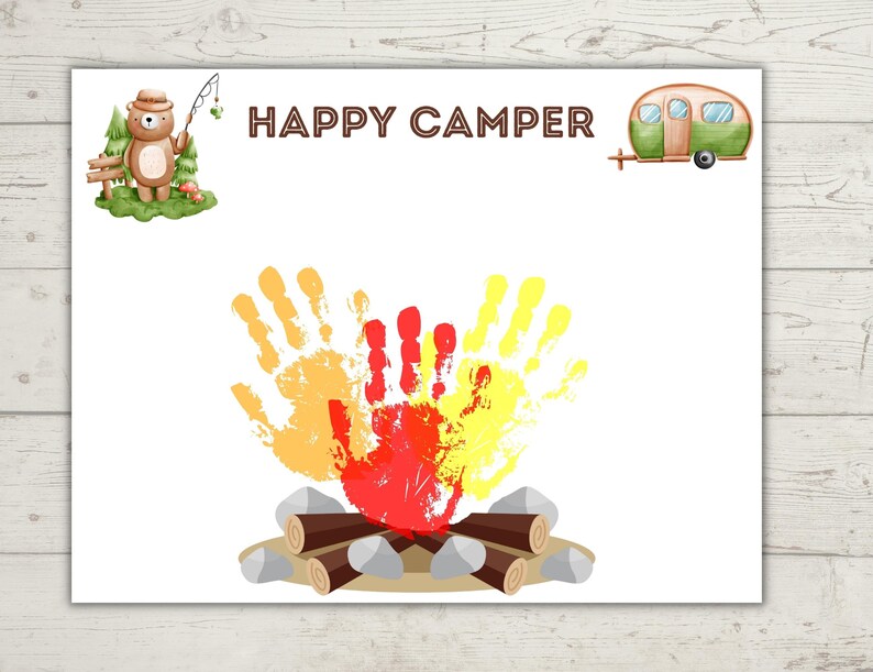 Campfire Handprint Art, Family Handprint Art, Handprint Craft, Happy ...