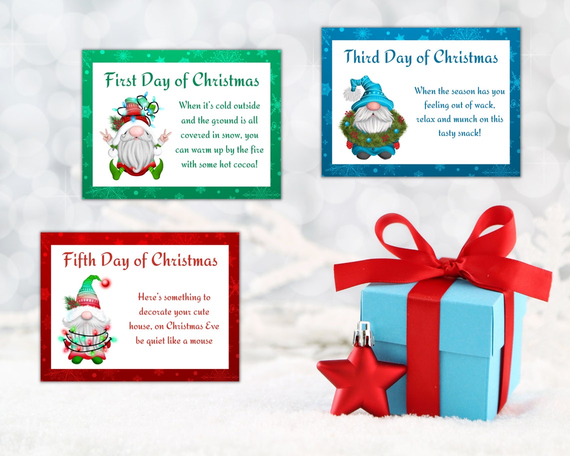 12 Days of Christmas Gift Tags, Secret Santa Printable, Christmas ...
