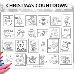 Coloring Christmas Countdown Coloring Advent Calendar for - Etsy