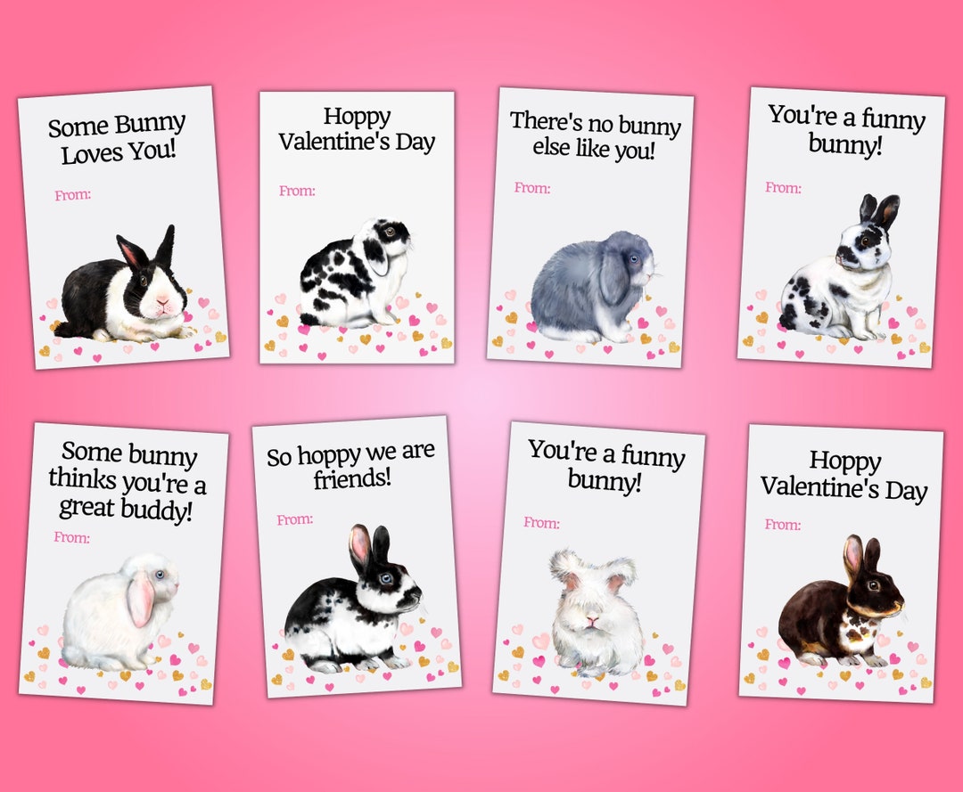 Cute Bunny Class Valentines Cards Classroom Valentines Cards - Etsy