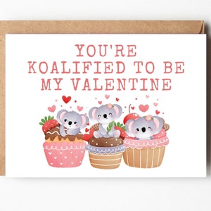 Koala Valentine Greeting Card Printable, Valentine's Day Digital ...