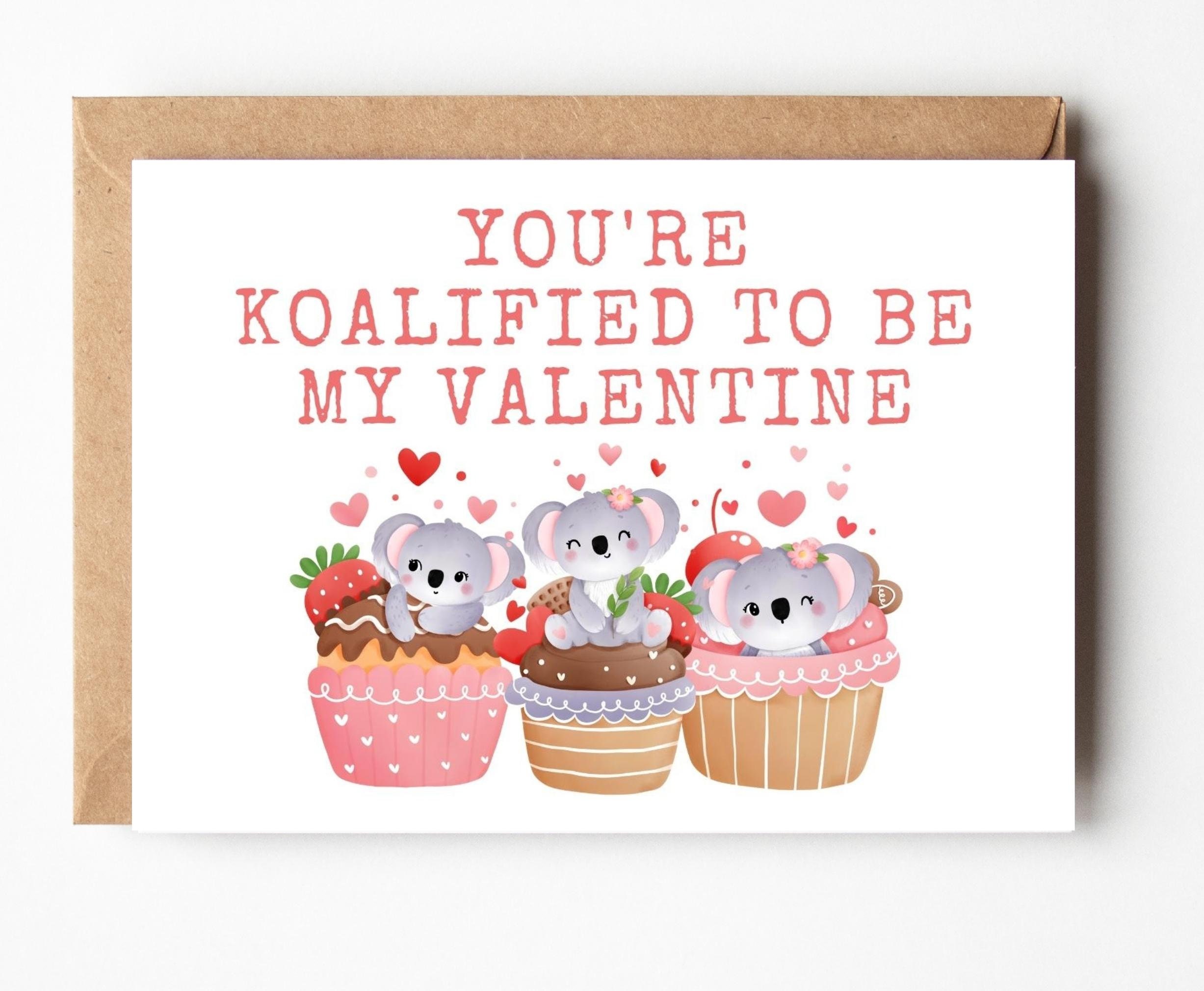 Koala Valentine Greeting Card Printable, Valentine's Day Digital ...
