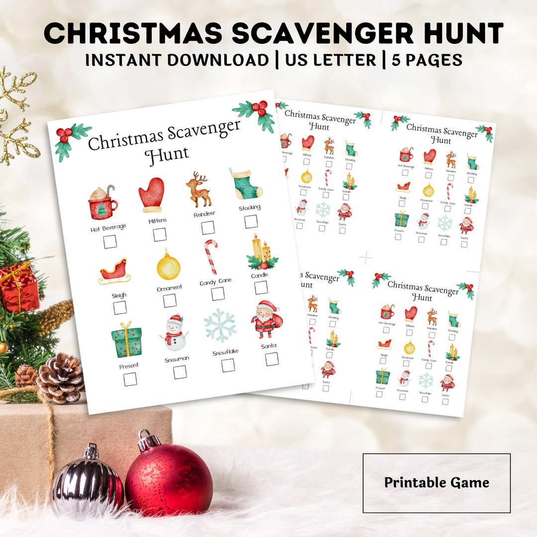 Christmas Scavenger Hunt Printable, Christmas Games for Kids, Holiday ...