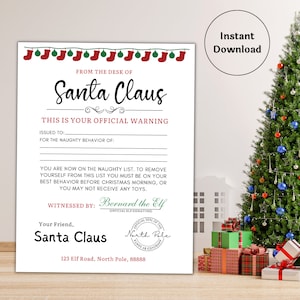 Santa Warning Letter, Bad Behavior Letter From Santa, Naughty List ...