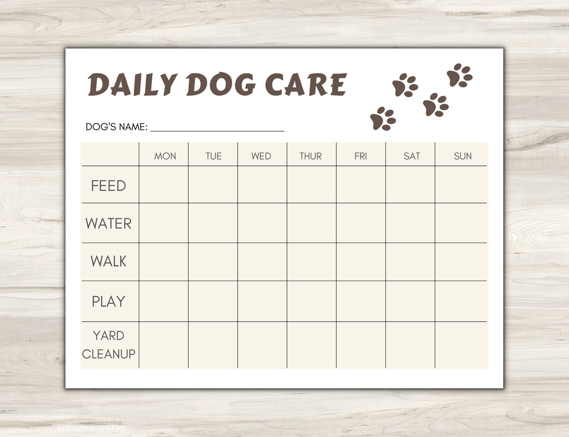 Dog Chore Chart for Kids Pet Planner Pet Chore Chart Puppy - Etsy