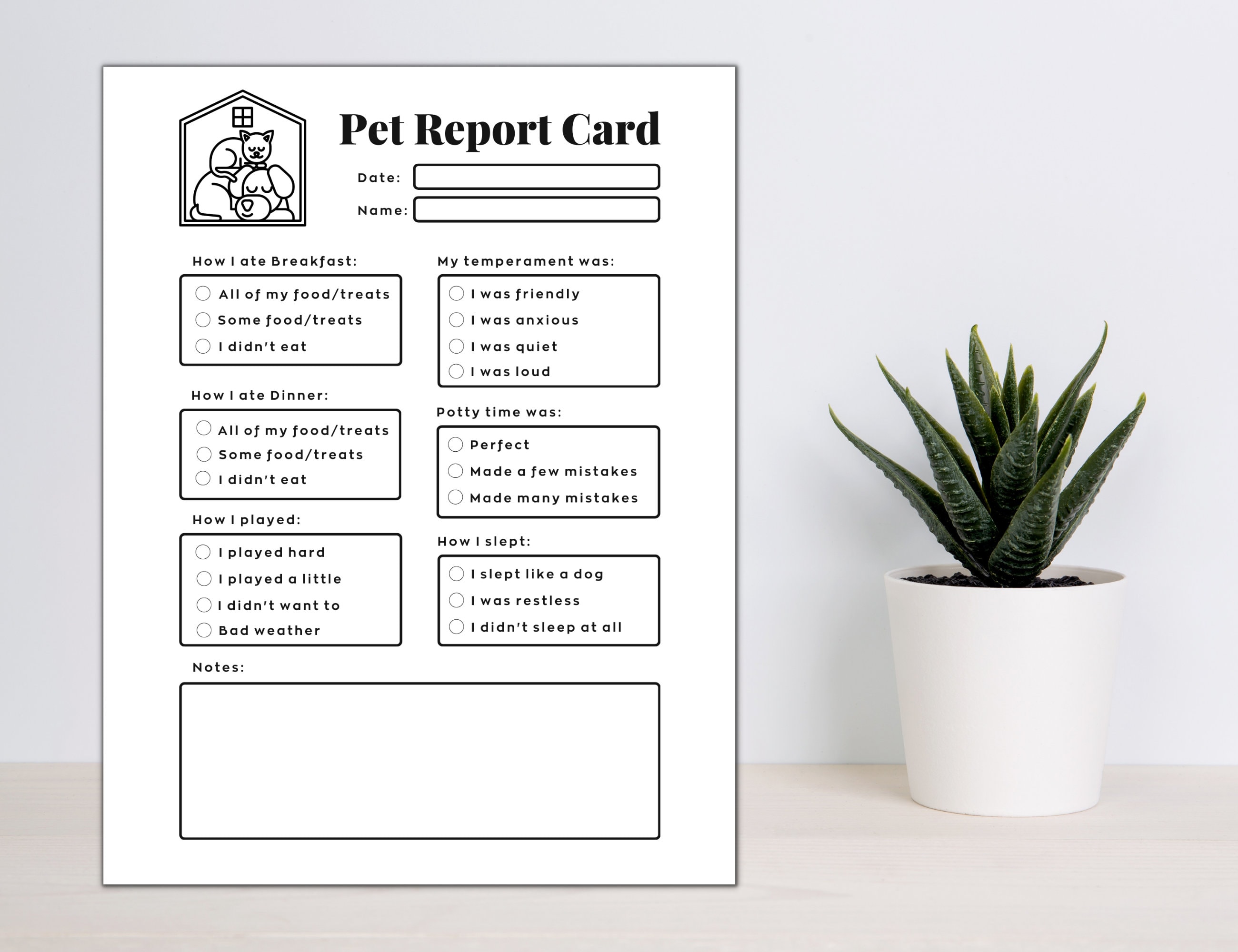 Pet Report Card, Dog Report Card, Cat Report Card, Dog Boarding Report ...