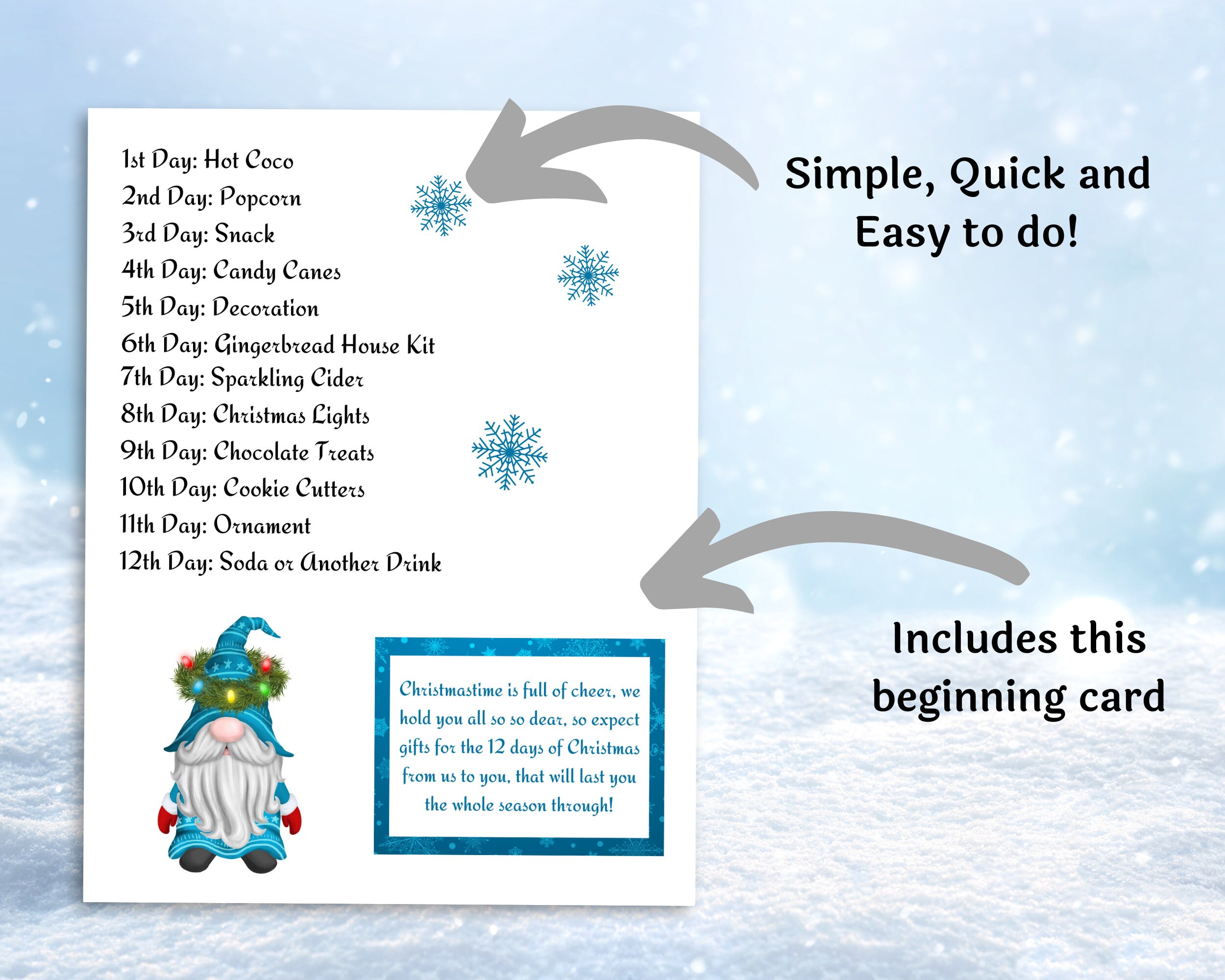 12 Days of Christmas Gift Tags, Secret Santa Printable, Christmas ...