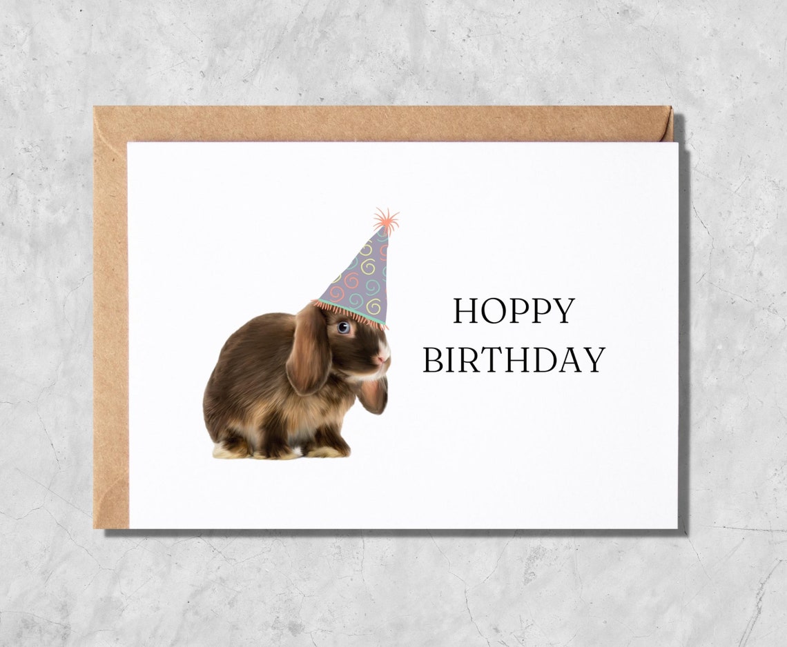 Cute Bunny Birthday Card Printable Birthday Card Funny - Etsy