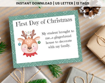 12 Days of Christmas Gift Tags, Secret Santa Printable, Christmas ...