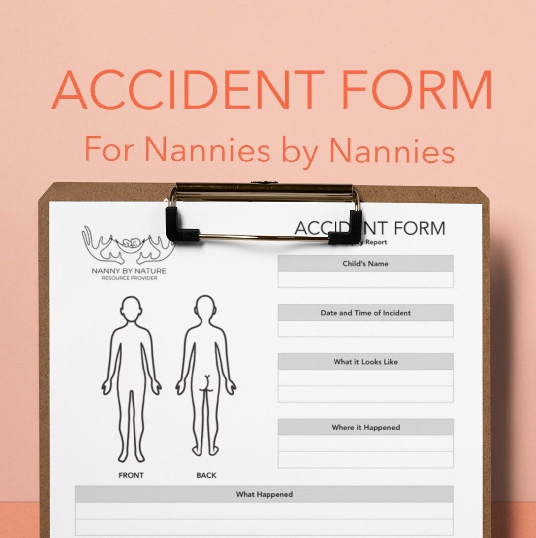 Accident Form, Injury Record, Nanny Binder Journal, Childcare Report ...