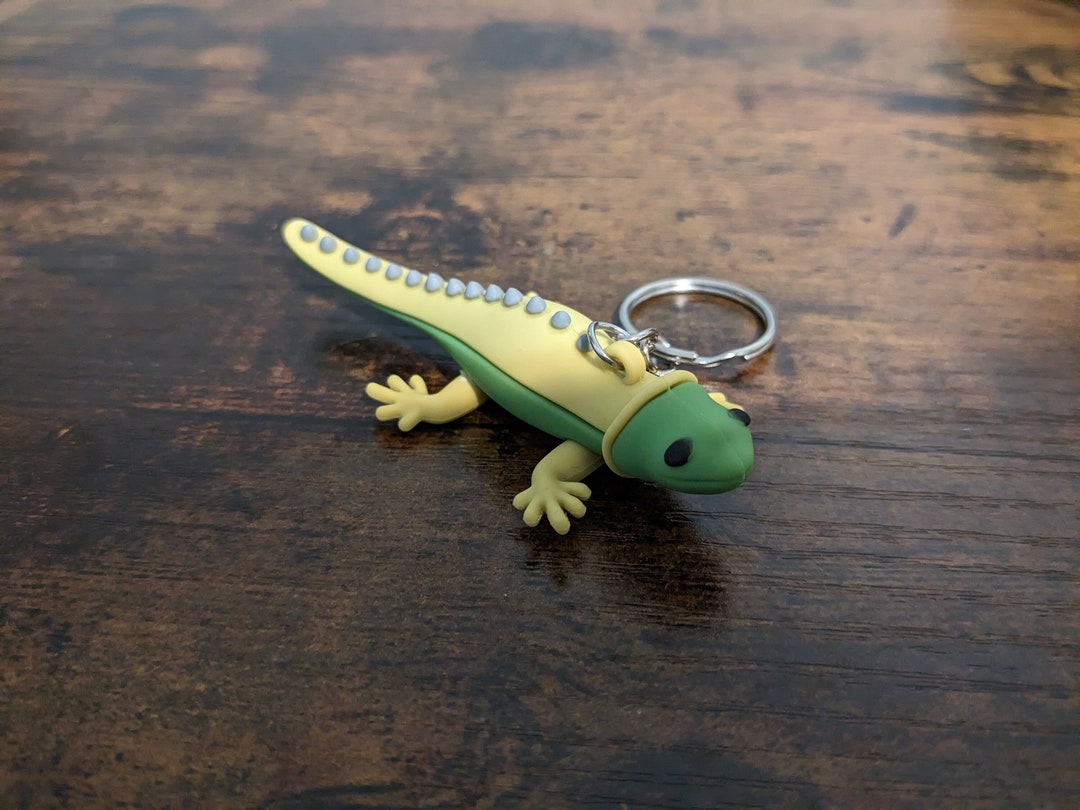 Green & Yellow Lizard Keychain | Soft Rubbery Gecko Keychain | Animal ...