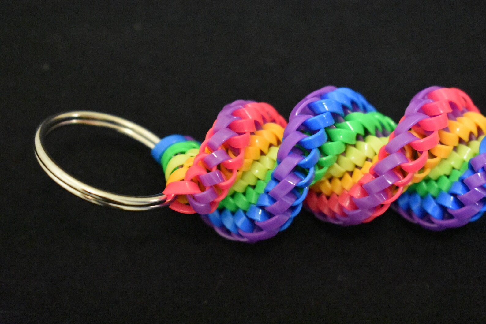 Chunky Rainbow Boondoggle Keychain Rainbow Rexlace Keychain - Etsy