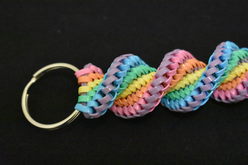 Chunky Rainbow Boondoggle Keychain Rainbow Rexlace Keychain - Etsy