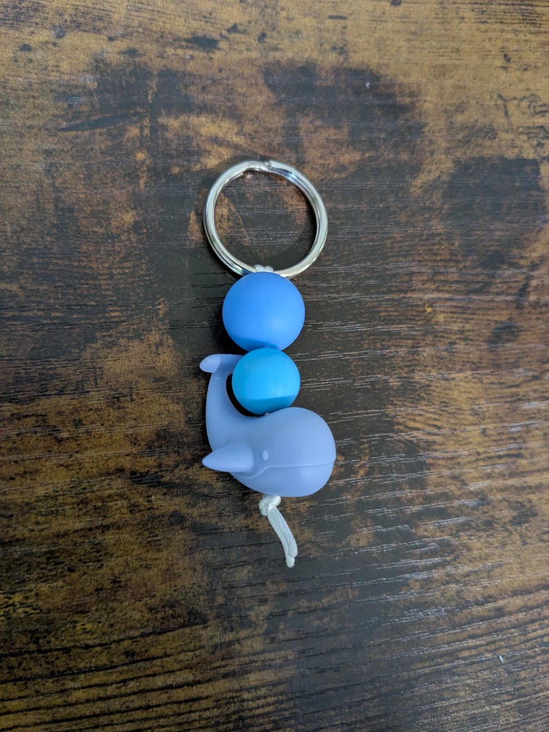 Whale or Dolphin Silicone Bead Keychain | Cute Multicolor Soft Bead ...