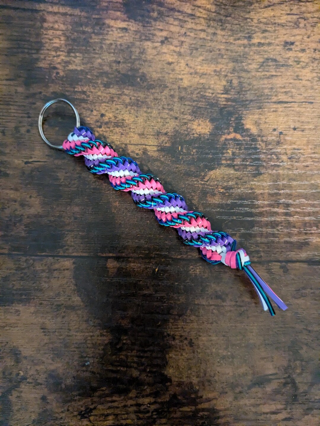 Pink Purple Blue Black White Glow Boondoggle Keychain | Corkscrew ...