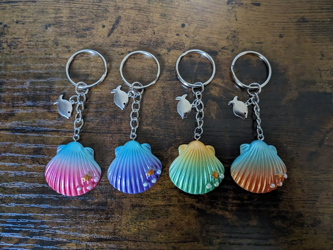 Colorful Seashell Keychain | Shell & Fish Keychain | Ocean Keychain ...