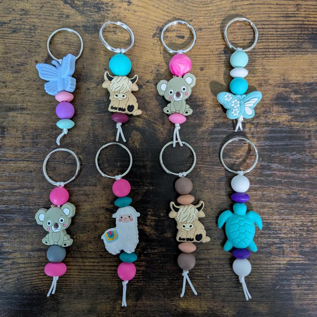 Animal Silicone Bead Keychains | Cute Multicolor Soft Bead Keychain ...