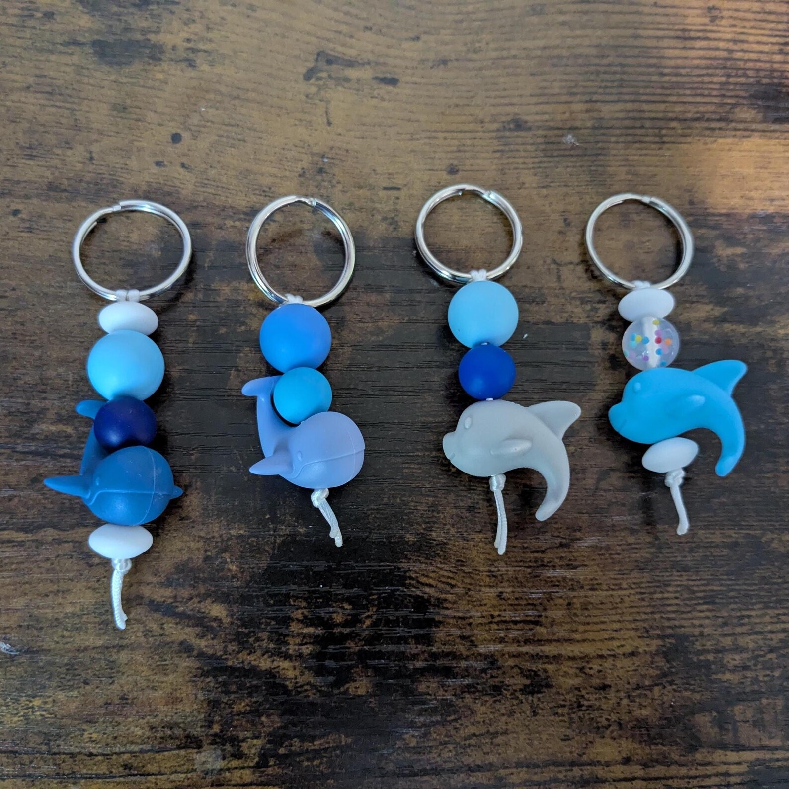 Whale or Dolphin Silicone Bead Keychain | Cute Multicolor Soft Bead ...