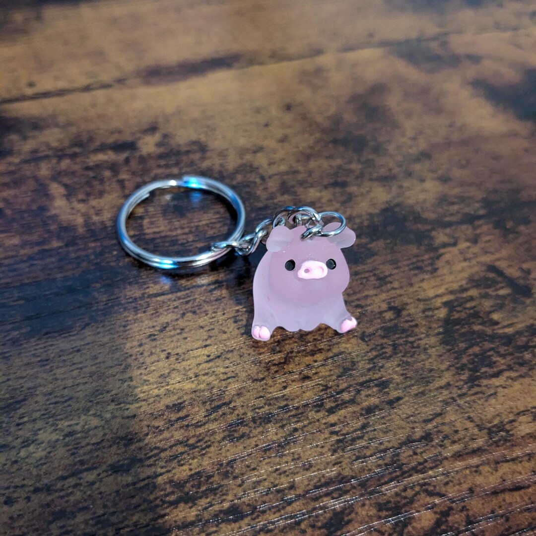 Sitting Pig Keychain | Little Pink Piglet Keychain | Farm Animal ...