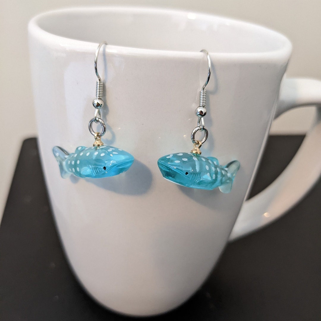 Blue Whale Shark Dangle Earrings | Cute Ocean Animal Earrings | Sea ...