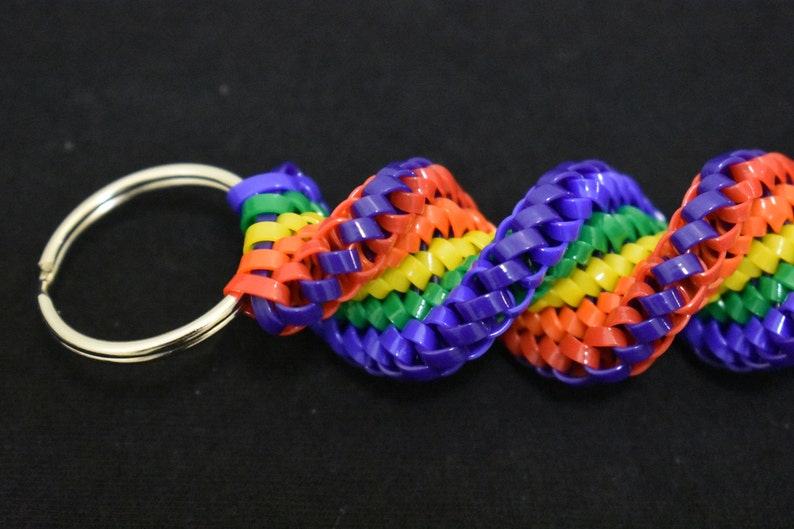 Chunky Rainbow Boondoggle Keychain Rainbow Rexlace Keychain - Etsy