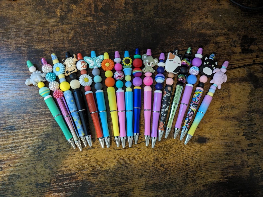 NEW Beaded Pens | Silicone Bead Decorated Ink Pens | Unique Fun Gift ...