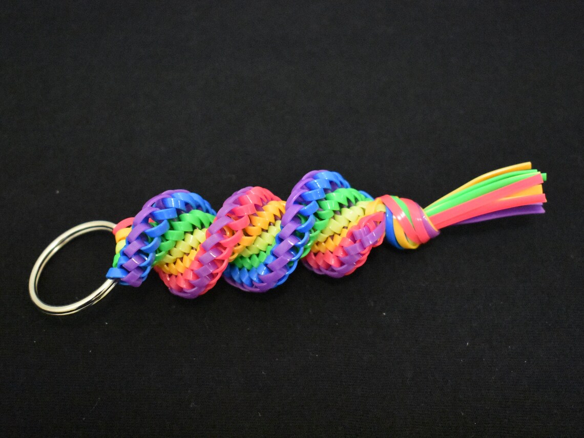 Chunky Rainbow Boondoggle Keychain Rainbow Rexlace Keychain - Etsy