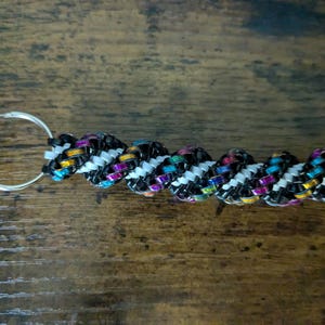 Black White Rainbow Boondoggle Keychain | Shiny Corkscrew Rexlace ...