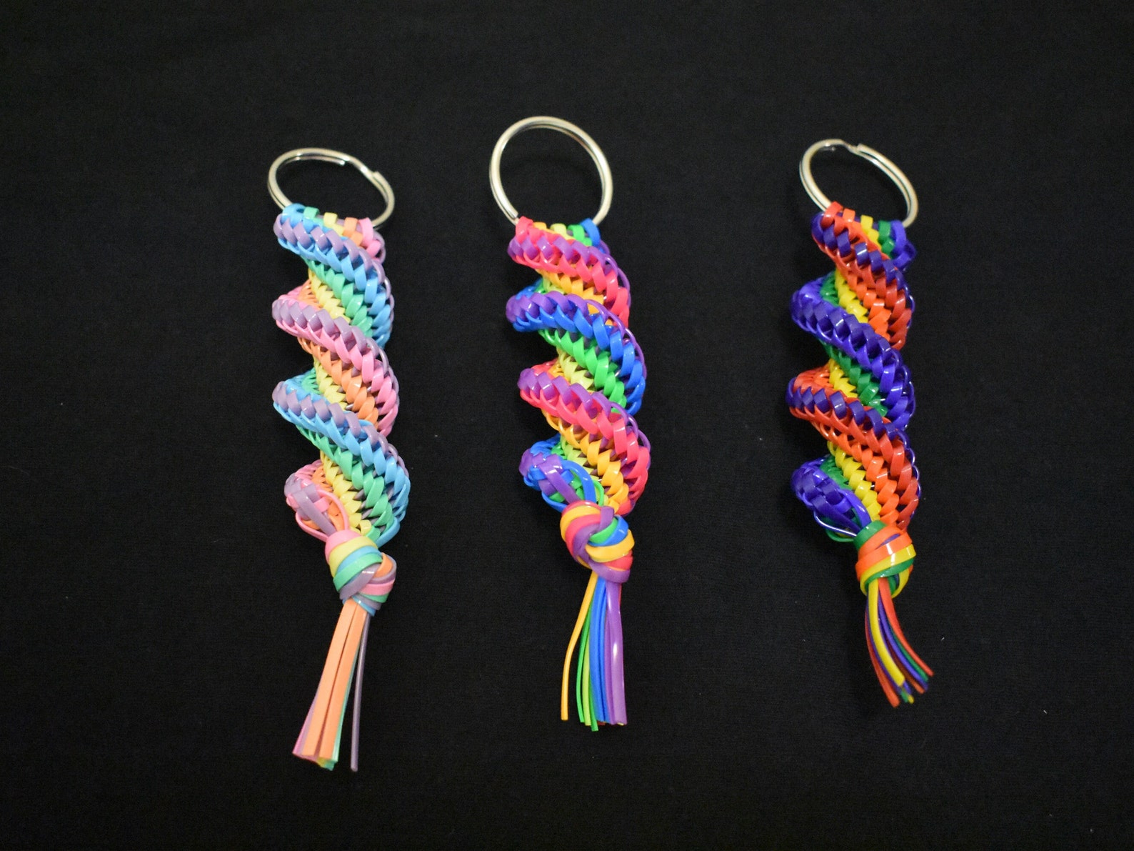 Chunky Rainbow Boondoggle Keychain Rainbow Rexlace Keychain - Etsy