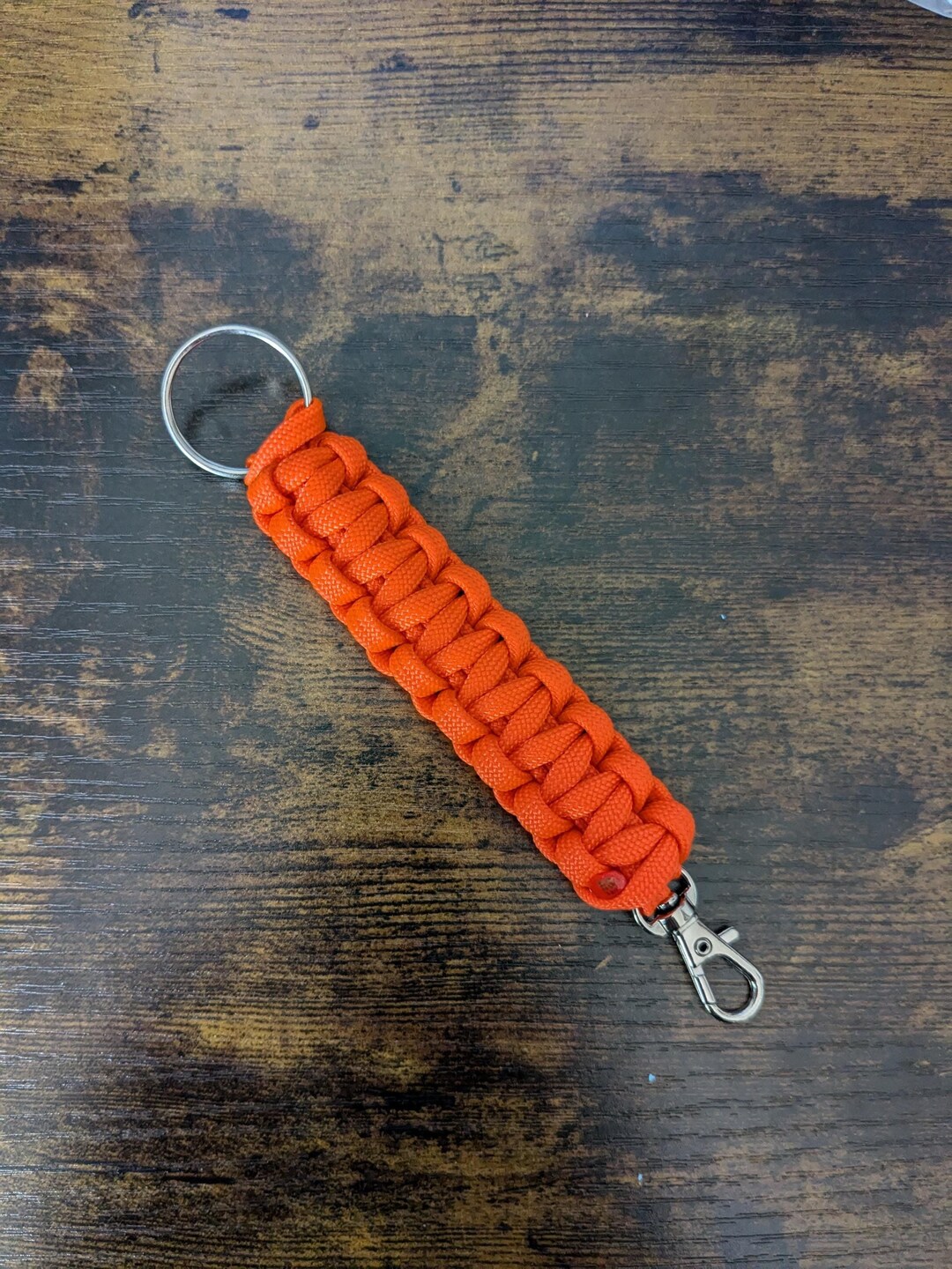 Neon Orange Paracord Keychain With Lobster Clasp & Keyring | 550 ...