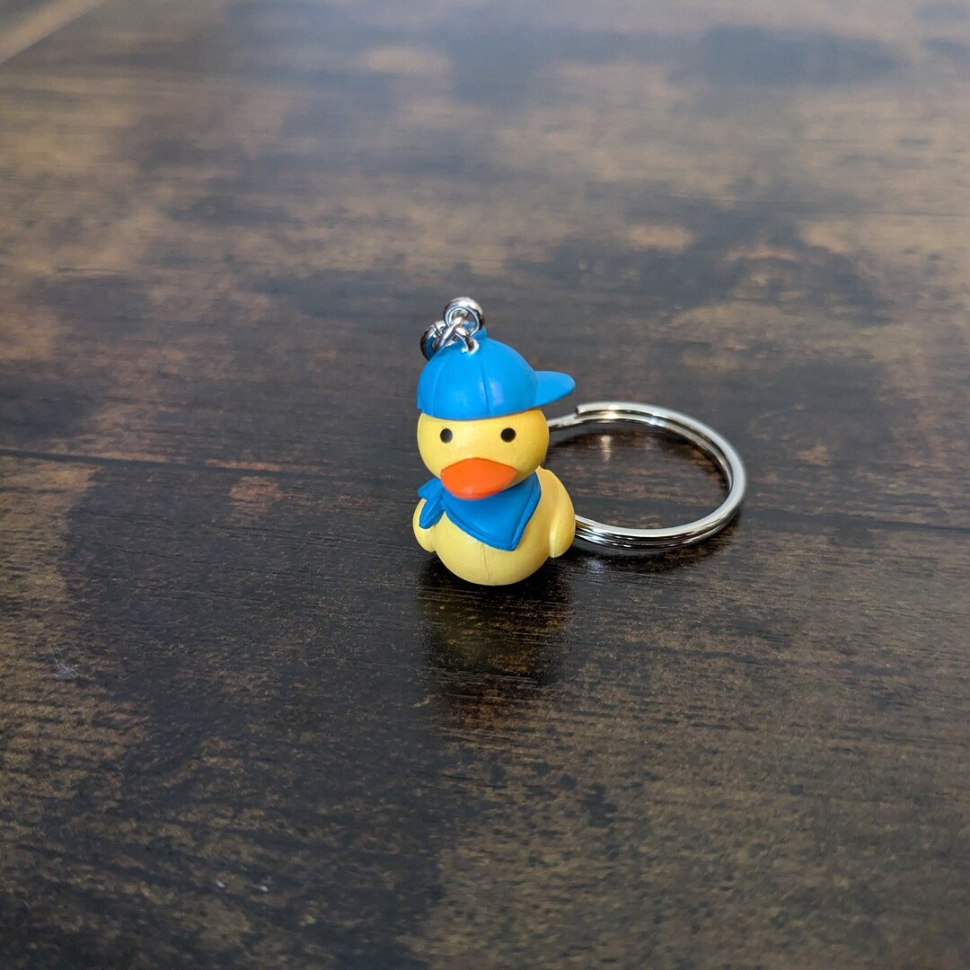 Cute Yellow Rubber Duck With Blue Hat and Bandana Keychain | Baby ...