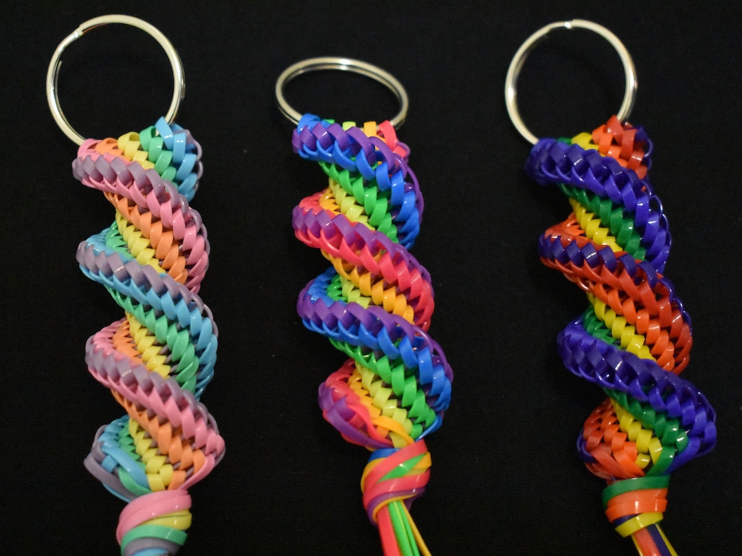 Chunky Rainbow Boondoggle Keychain | Rainbow Rexlace Keychain | Rainbow ...
