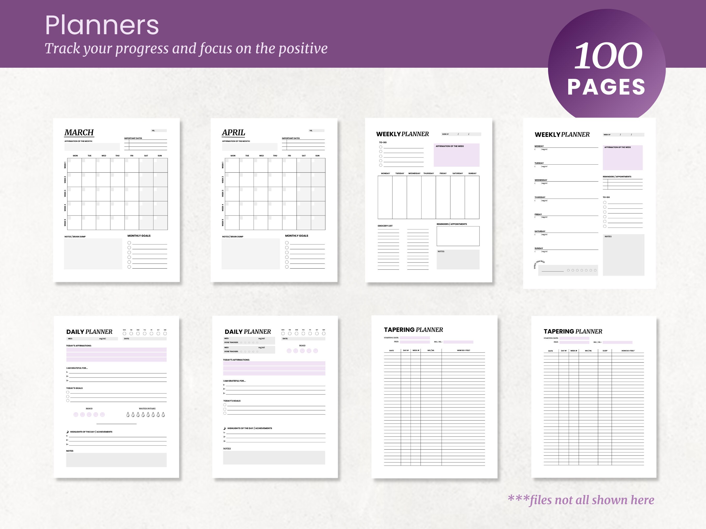 Mental Health RECOVERY Planner - PRINTABLE Drug Tapering Journal ...