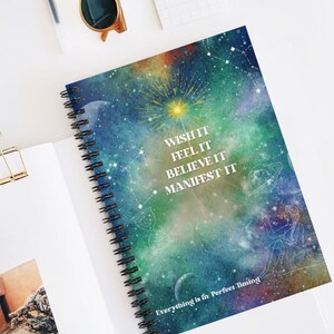 Manifest It Motivational Celestial Spiral Notebook Ruled Line - Etsy