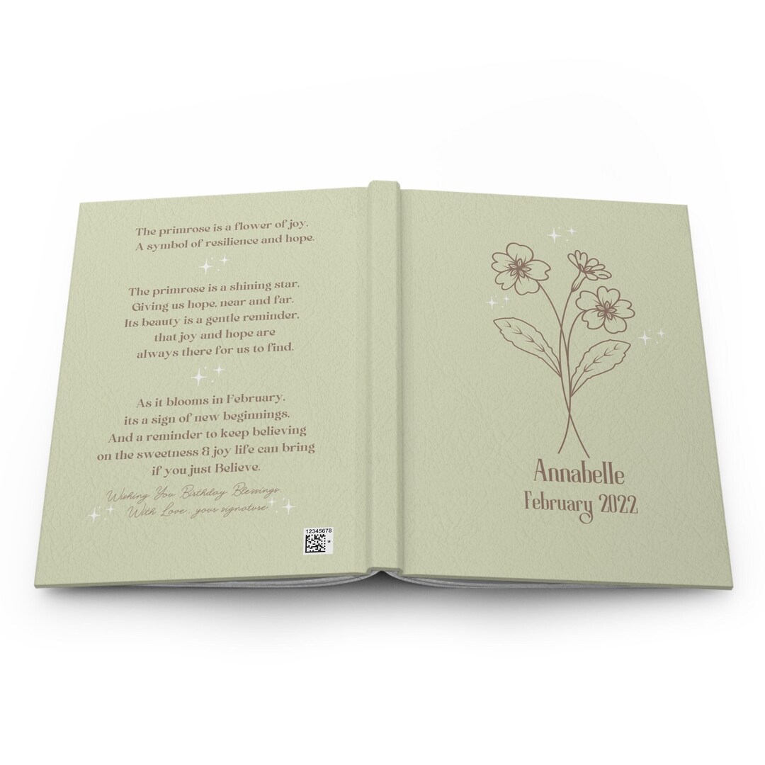 February Primrose Birth Flower Personalized Hardcover Journal Elegant ...