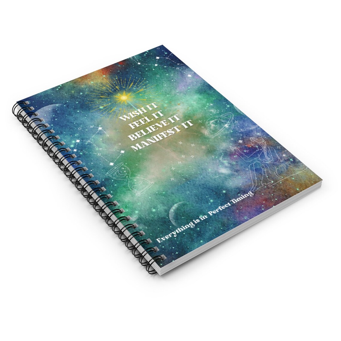Manifest It Motivational Celestial Spiral Notebook Ruled Line - Etsy