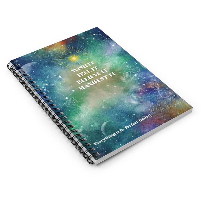 Manifest It Motivational Celestial Spiral Notebook Ruled Line - Etsy