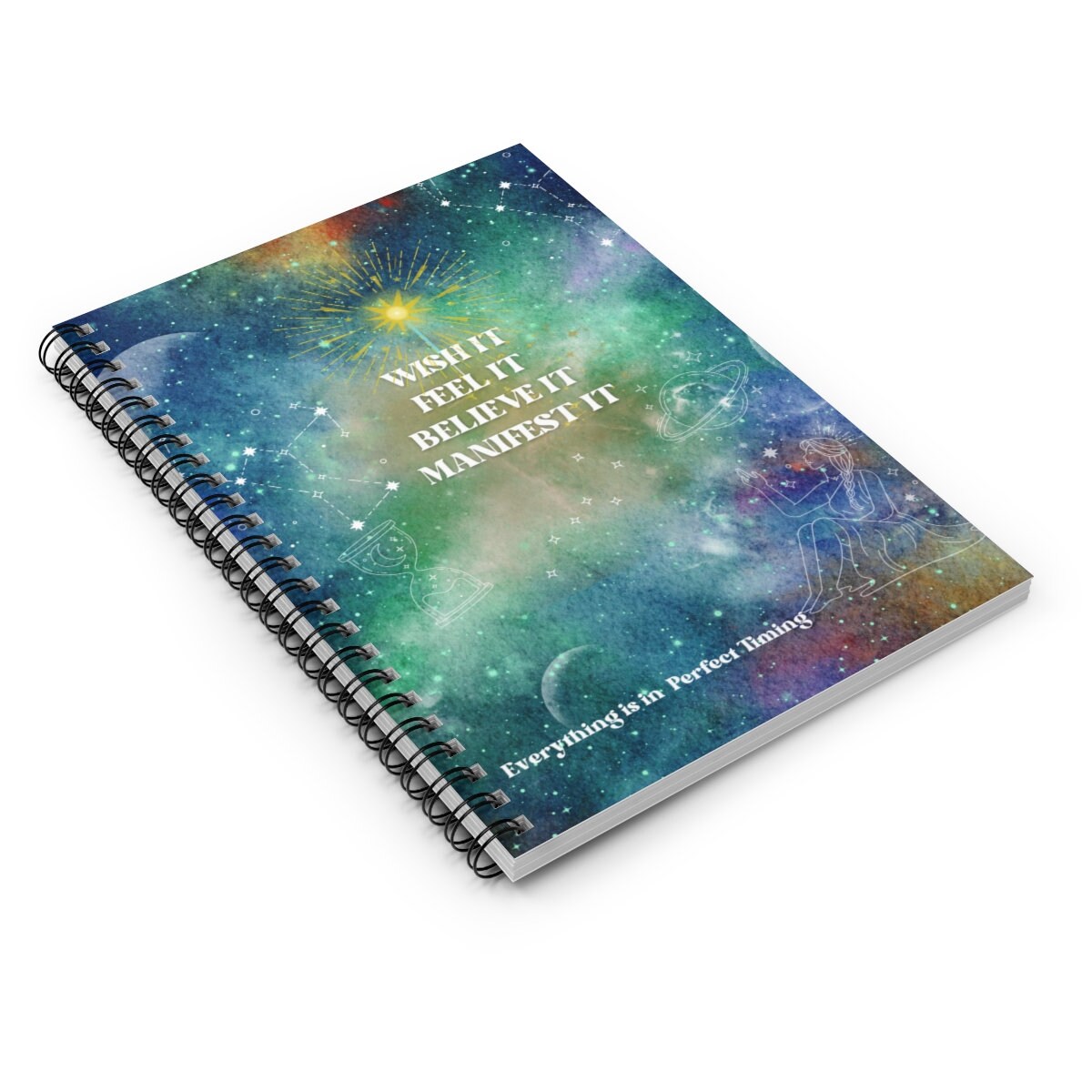 Manifest It Motivational Celestial Spiral Notebook Ruled Line - Etsy