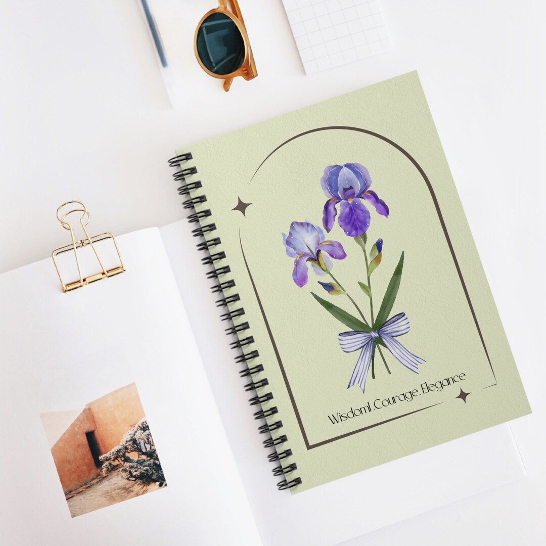 February Iris Birth Flower Spiral Notebook Ruled Line Iris Birth Flower ...