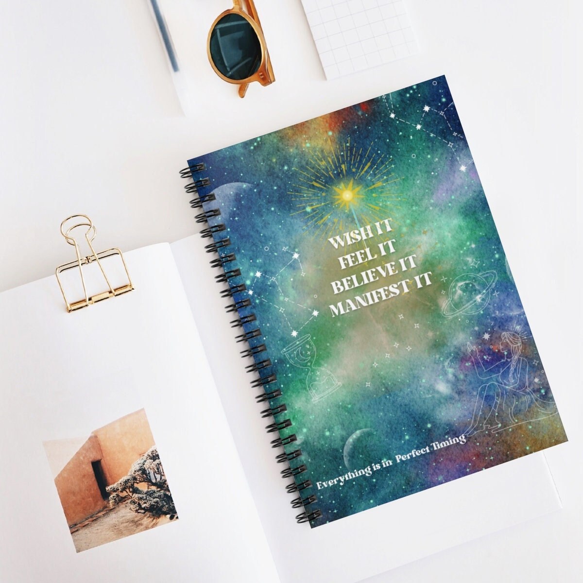 Manifest It Motivational Celestial Spiral Notebook Ruled Line - Etsy