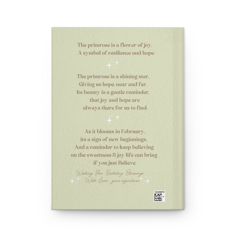 February Primrose Birth Flower Personalized Hardcover Journal Elegant ...
