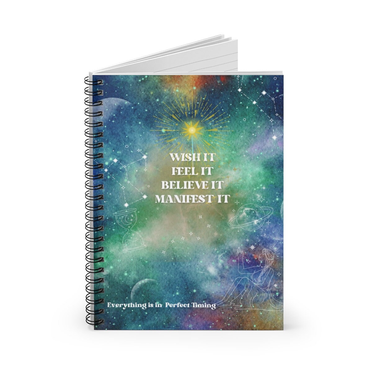 Manifest It Motivational Celestial Spiral Notebook Ruled Line - Etsy