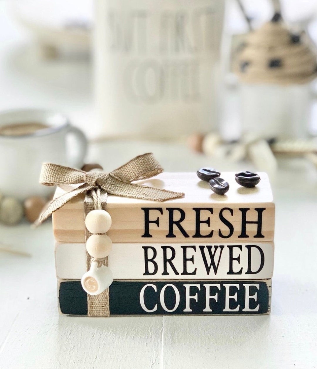 Fresh Brewed Coffee Mini Book Stack | Coffee Bar | Coffee Decor ...